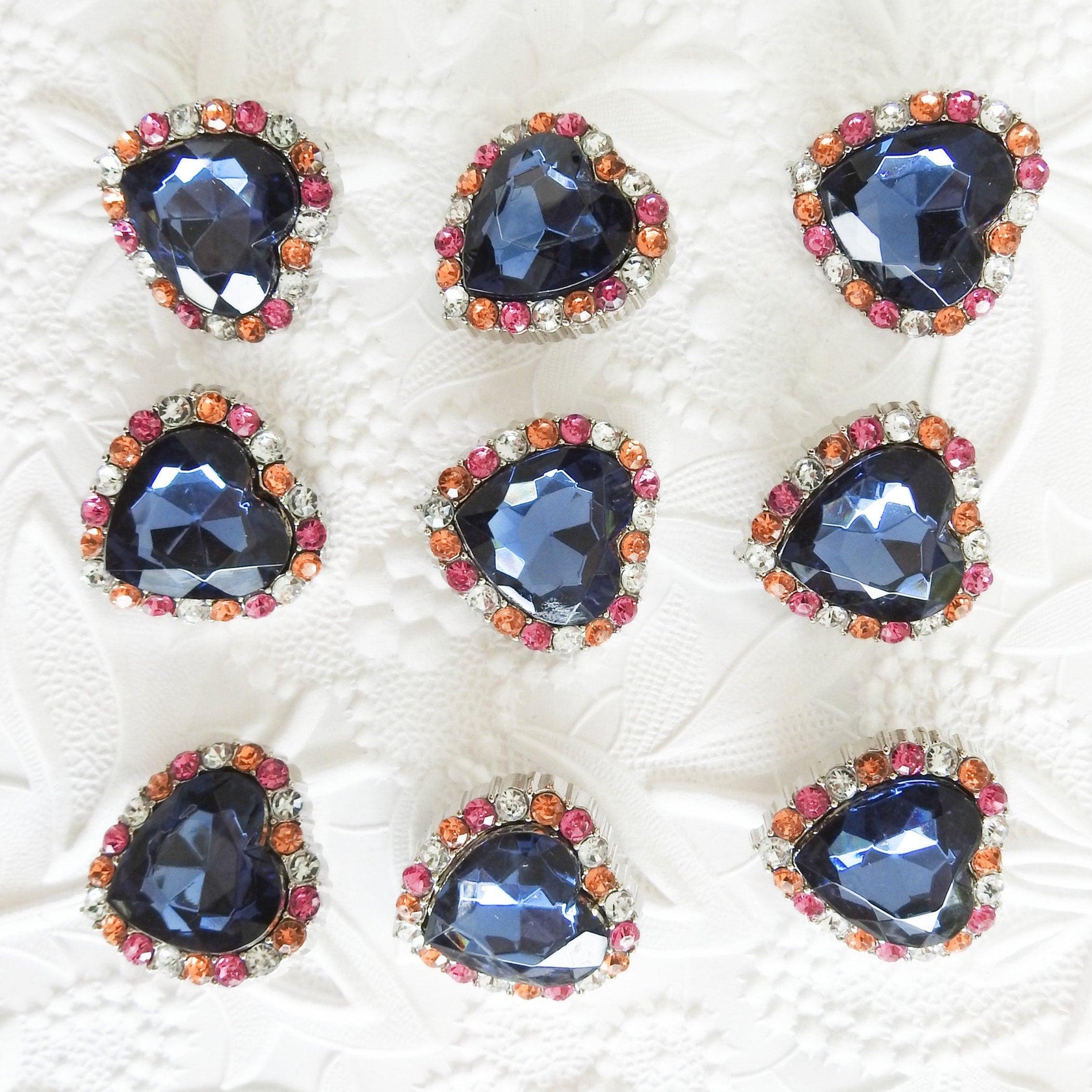 Large heart buttons - Rhinestone buttons – zazaofcanada